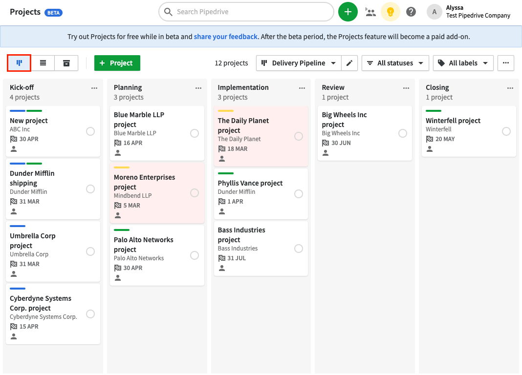 Projects by Pipedrive - Knowledge Base | Pipedrive